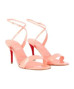 CHRISTIAN LOUBOUTIN Round Toe Stiletto Heeled Sandals With Crisscross Straps - Pink