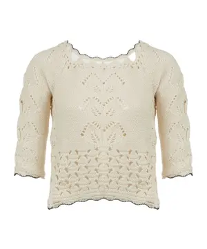 Isabel Marant Étoile Cropped Boat-neck Crochet Sweater - Ecru