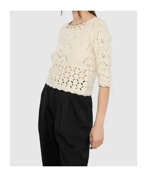 Isabel Marant Étoile Cropped Boat-neck Crochet Sweater