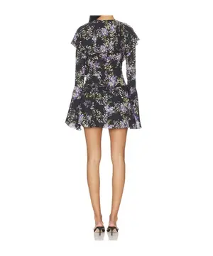 Norma Kamali Long-sleeved Deep V-neck Ruffle Dress
