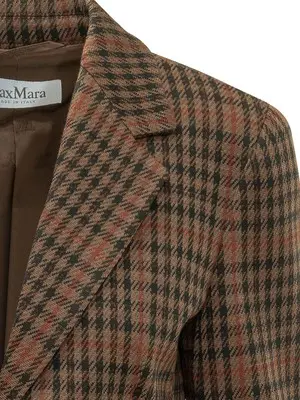 Max Mara Single-breasted Glen Plaid Jersey Blazer - Black
