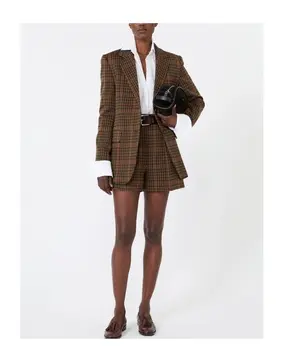 Max Mara Single-breasted Glen Plaid Jersey Blazer - No