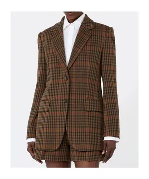 Max Mara Single-breasted Glen Plaid Jersey Blazer - No