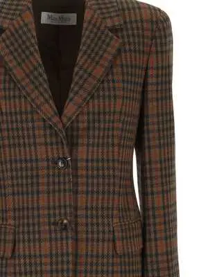 Max Mara Single-breasted Glen Plaid Jersey Blazer - No