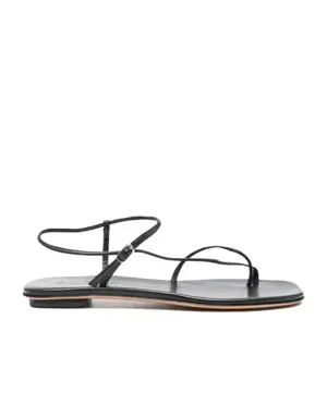 Soeur Flat Leather Sandals - Black