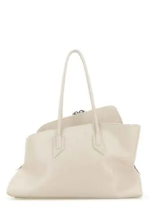 Attico Ivory Leather La Passeggiata Shoulder Bag - White