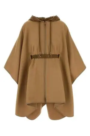Moncler Camel Wool Blend Cape - Light Brown