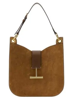 TOM FORD Camel Suede Shoulder Bag - Light Brown