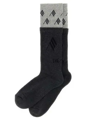 Attico Stretch Cotton Blend Crew Socks - Grey