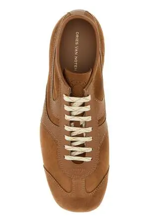 Dries Van Noten Camel Suede And Leather Sneakers