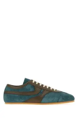Dries Van Noten Two-tone Suede And Leather Sneakers - White