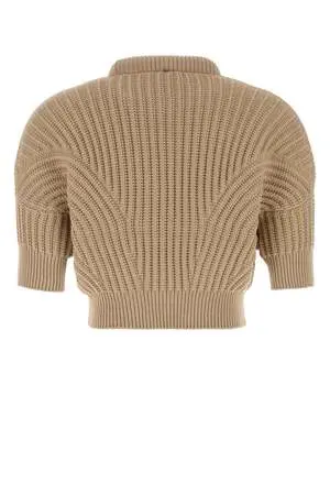 Sportmax Beige Cotton Blend Cropped Sweater