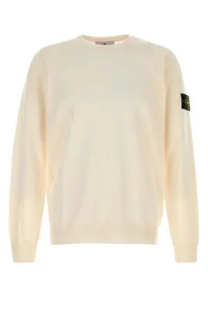 Stone Island Ivory Wool Sweater - White