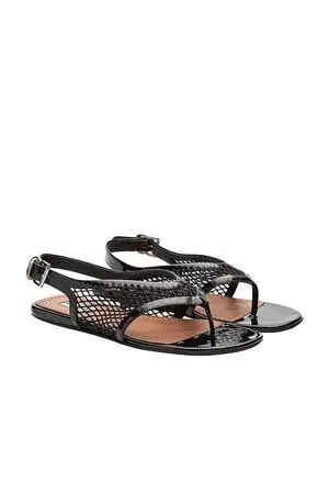 Alaïa Alaïa Fishnet Flat Sandal In White Noir