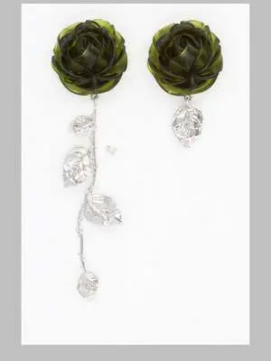 Magda Butrym Rose And Leaf Drop Earrings