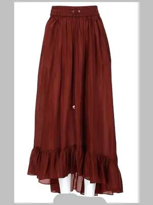 Zimmermann Silk Ruffled Skirt - Red