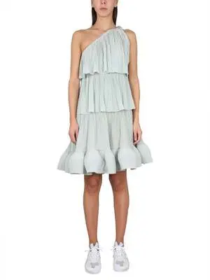 LANVIN Asymmetrical One-shoulder Dress With Jewel Buckle - Green
