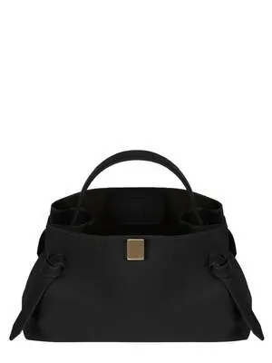 Yuzefi Pebble Grain Leather Top Handle Bag - Black