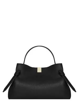 Yuzefi Pebble Grain Leather Top Handle Bag - Black
