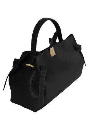 Yuzefi Pebble Grain Leather Top Handle Bag - Black