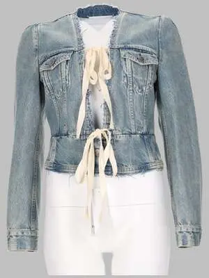 MAISON MARGIELA Denim Jacket With Front Tie Detail - Blue