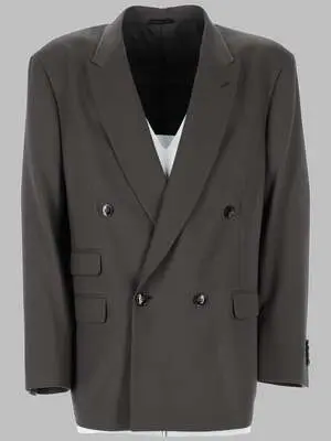 Giorgio Armani Abito Doppiopetto Over In Lana - Gray