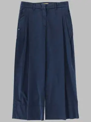 FAY Cotton Blend Pleated Wide-leg Pants - Blue