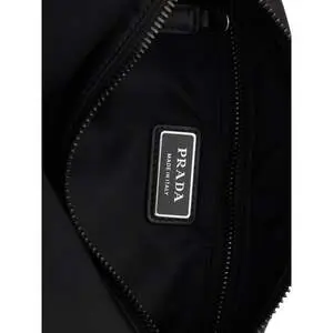 Prada Explore Re-nylon Shoulder Bag With Leather Accents - Black