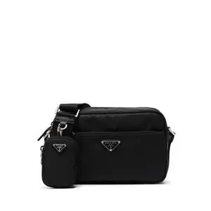 Prada Re-nylon Shoulder Bag With Detachable Pouch - Black