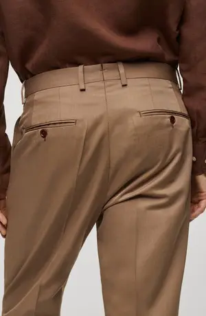 Mango Slim Fit Virgin Wool & Cotton Pants