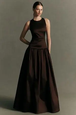 HANSEN & GRETEL Iris Taffeta Drop-waist Maxi Dress