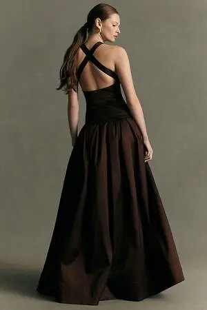 HANSEN & GRETEL Iris Taffeta Drop-waist Maxi Dress