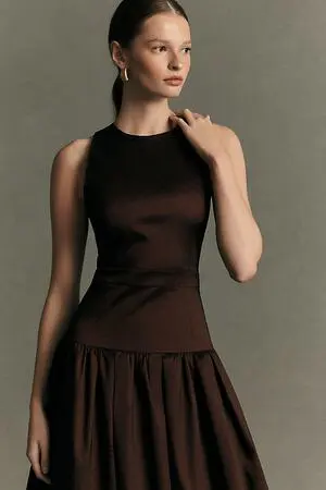 HANSEN & GRETEL Iris Taffeta Drop-waist Maxi Dress