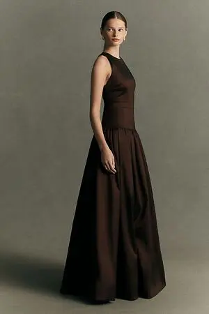 HANSEN & GRETEL Iris Taffeta Drop-waist Maxi Dress