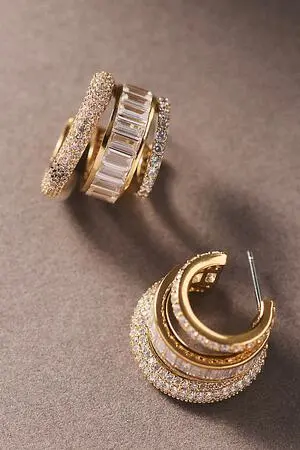 Nadri Triple Stack Hoop Earrings
