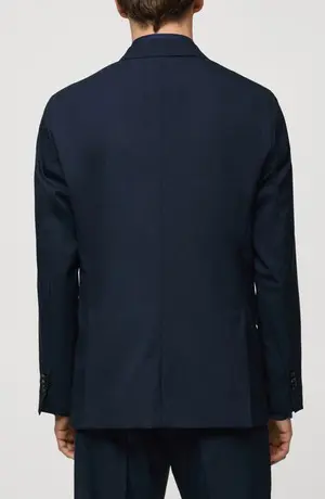 Mango Slim Fit Navy Wool Sport Coat
