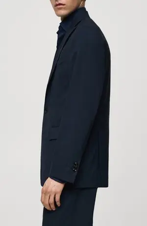 Mango Slim Fit Navy Wool Sport Coat