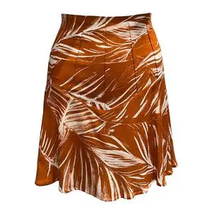 IMAATU Tropical Print Corset-style High-waist Mini Skirt - Orange/white