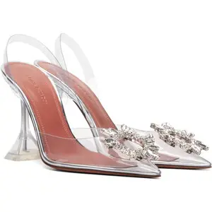 Amina Muaddi Begum Glass Sling 95 High-heeled Sandals - Transparent Color