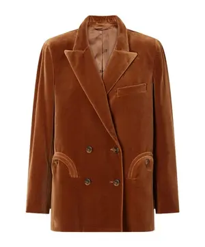 BLAZÉ MILANO Double Breasted Cotton-velvet Blazer - Brown