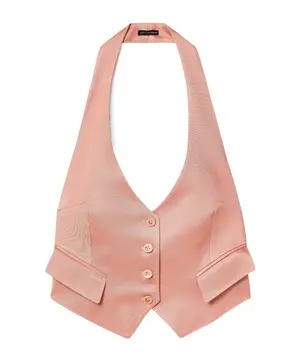 TOM FORD Open-back Silk And Wool-blend Twill Vest - Pink