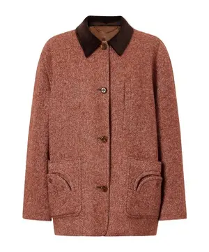 BLAZÉ MILANO Clelia Herringbone Jacket With Corduroy Collar - Pink