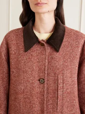 BLAZÉ MILANO Clelia Herringbone Jacket With Corduroy Collar