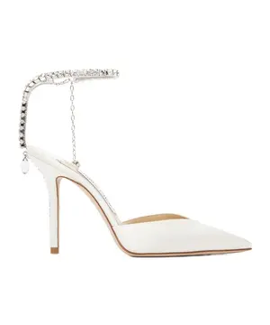 JIMMY CHOO Saeda 100 Crystal Embellished Stiletto Sandals - Ivory/crystal