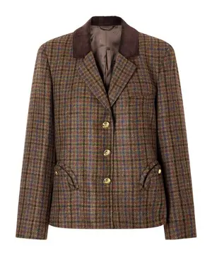 BLAZÉ MILANO Checked Wool Blazer - Brown