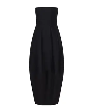 Khaite Stela Wool And Silk-blend Midi Dress - Black