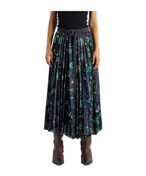 Sacai Jupe Mi-longue Floral Print Skirt Marron - Brown