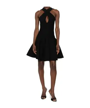 Alaïa Cross-neck Flared Mini Dress