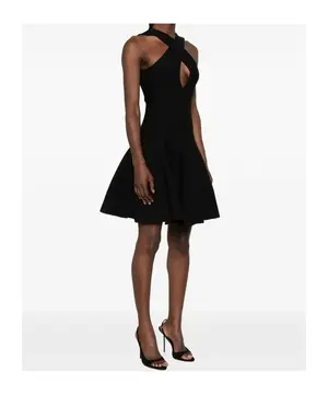 Alaïa Cross-neck Flared Mini Dress