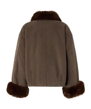 Pinko Padded Pea Coat With Fox Fur-effect Trim